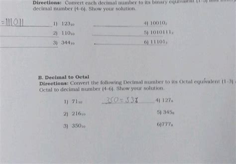 Directions Convert Each Decimal Number To Its StudyX