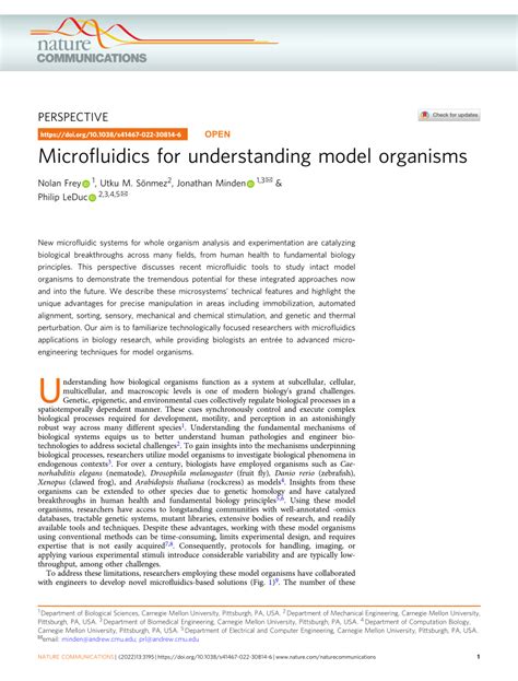 PDF Microfluidics For Understanding Model Organisms