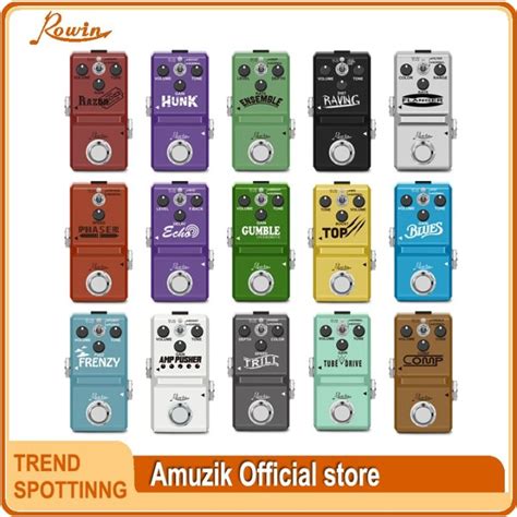 Rowin มินิที่เหยียบเอ็ฟเฟ็คกีต้าร์ Flanger คอมเพรสเซอร์ Overdrive Fuzz Tremolo Bluesy สำหรับ