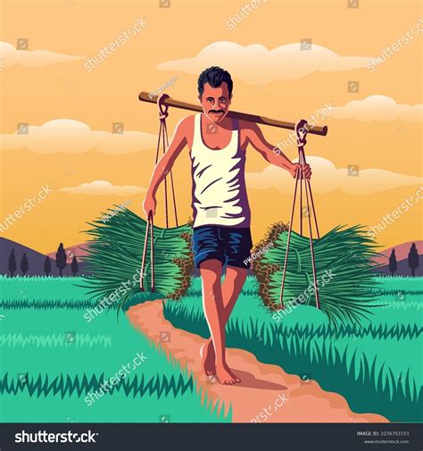 Punjab Farmer Vibrant Vector Illustration Depicting Stock Vector