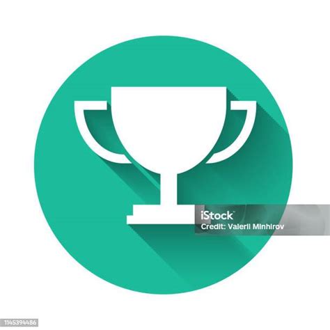 White Trophy Cup Icoon Geïsoleerd Met Lange Schaduw Award Symbool