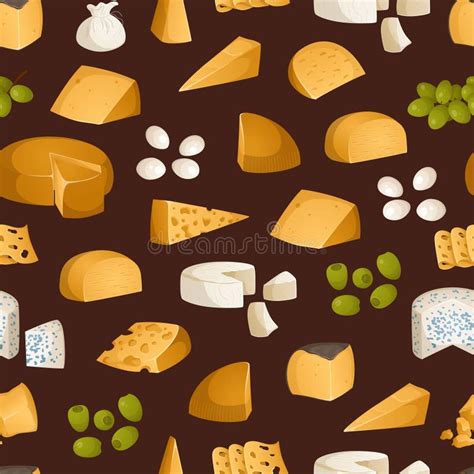 Bright Pattern Of Different Types Of Cheeses And Fruits Appetizers