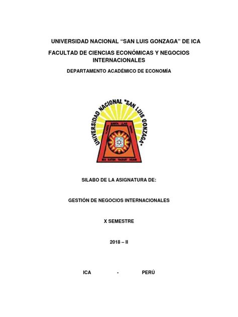 Sílabo De Gestion De Negocios Internacionales Pdf Aprendizaje