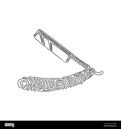 Single Continuous Line Drawing Shaving Razor Realistic Illustration Of