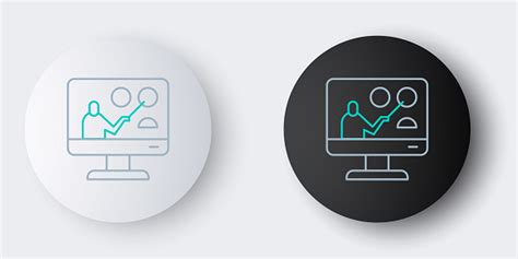 회색 배경에 고립 된 라인 온라인 교육 및 졸업 아이콘 모니터에 온라인 교사 웨비나 및 비디오 세미나 학습 다채로운 개요 개념 벡터 개념에 대한 스톡 벡터 아트 및 기타