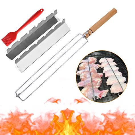 Sioweci Chicken Wing Rack For Grilling Metal Bbq Fork Wing Racks