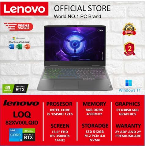 Jual Lenovo Loq Gaming Rtx Gb I H Gb Ssd Fhd Hz Ohs Di Seller Lenovo