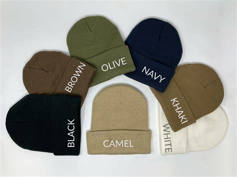 Custom Leather Patch Beanies Personalized Beanie Hats With Etsy