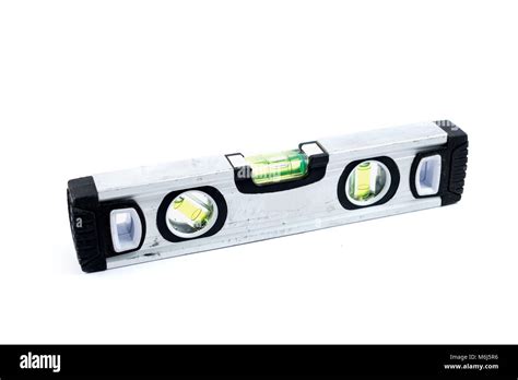 Silver Spirit Level Isolated On White Background Construction Tool