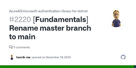 Fundamentals Rename Master Branch To Main Issue AzureAD Microsoft Authentication