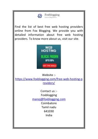 PPT 10 Best Free Web Hosting Providers PowerPoint Presentation Free