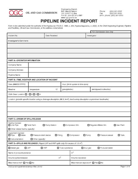 Ohs Incident Report Form Template Free