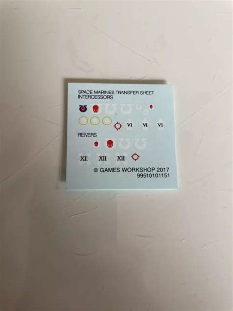 Warhammer 40k Space Marines Transfer Sheet Primaris Intercessors Decals