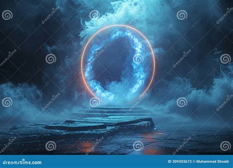 Magical Fantasy Portal With Mesmerizing Hologram Effect In Futuristic