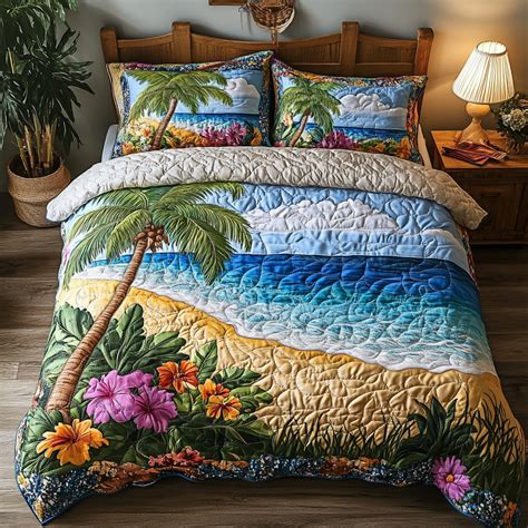 Island Escape 3 Piece Quilted Bedding Set Ncu0dk5967 Vantique
