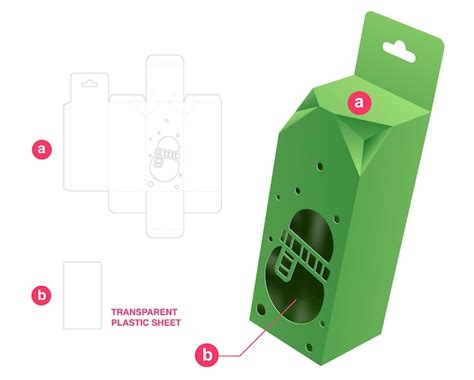 눈사람 창 다이 컷 템플릿 및 3d 모형이 있는 상자 프리미엄 벡터