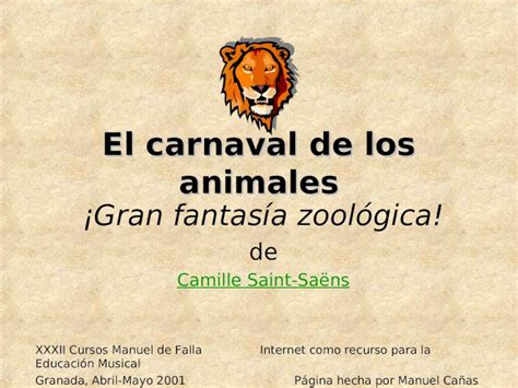 PPT El carnaval de los animales Gran fantasía zoológica de Camille