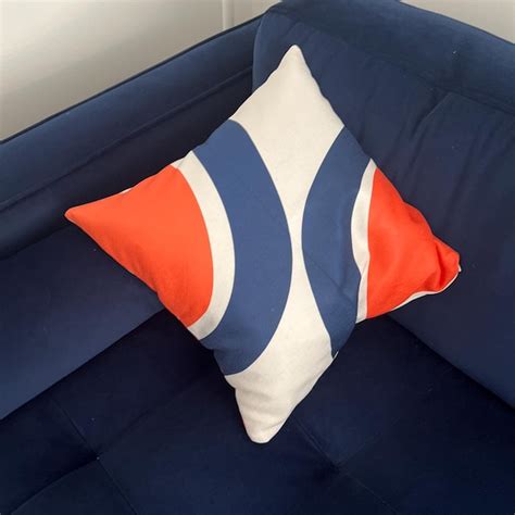 Abstract Geometric Pillow Cover Navy Blue And Orange Home Decor