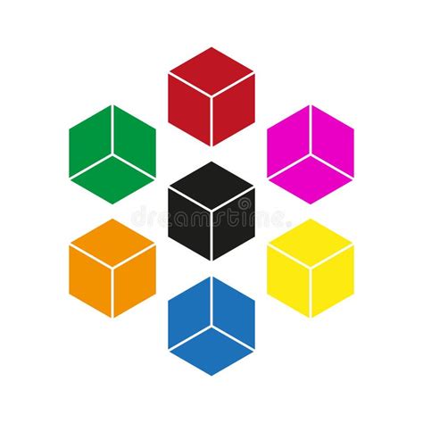 Colorful 3d Cubes Geometric Cube Set Various Colors And Sizes Vector Illustration Stock