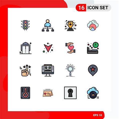 Editable Vector Line Pack Of 16 Simple Flat Color Filled Lines Of Fashion Cloud Scince