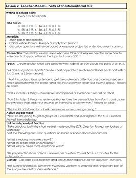 ECR Informational Writing Unit Bundle By What We Did Today In ELA