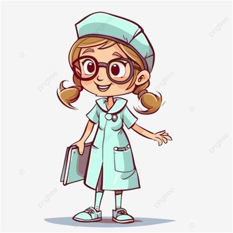 Enfermera Divertida Vector Png Pegatina Clipart Estilo De Dibujos