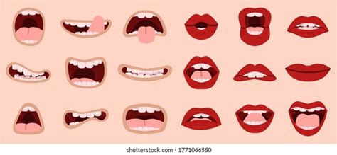Funny Cartoon Mouths Comic Hand Drawn Stock Illustration 1771066553