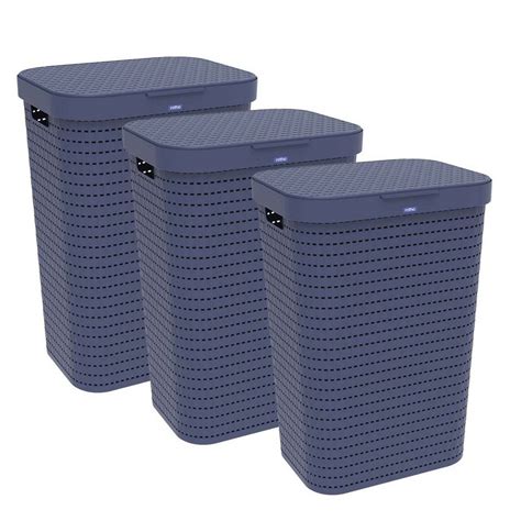 Rotho Wäschekorb Country 3er Set Wäschesammler 55l Mit Deckel