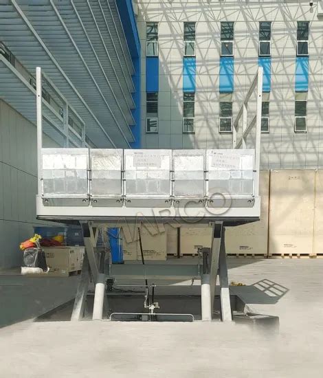 loading dock table with handrail and loading flap for loading and