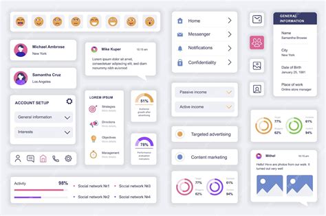 Premium Vector User Interface Elements Set For Social Media Mobile