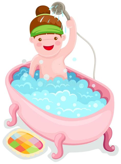 Girl Washing Her Face In Bathroom Stock Vector Illustration Of Girl
