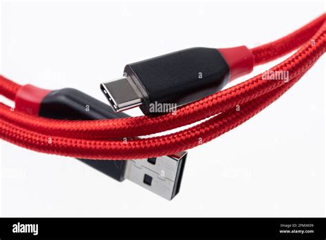 Usb Type C Cable In Red Color Stock Photo Alamy