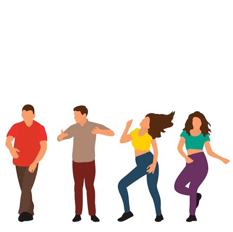 Vector aislado estilo plano niñas y niños bailan bailando Vector Premium