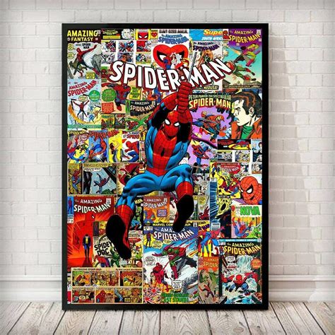 ศิลปะคุณภาพสูง Creative Marvel การ์ตูน Spiderman โปสเตอร์และพิมพ์