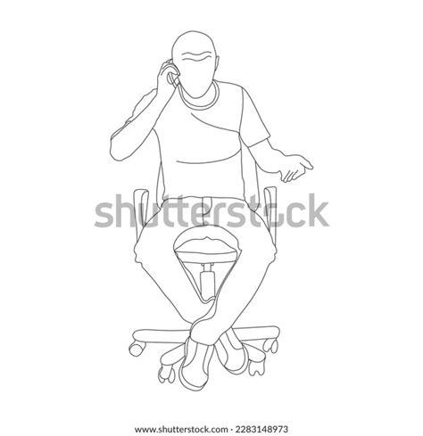 Man Sitting On Chair Line Art Stock Vector Royalty Free 2283148973 Shutterstock