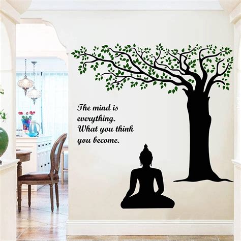 Sticker Hub Meditating Buddha Floral Vinyl Wall Stickers Bs113