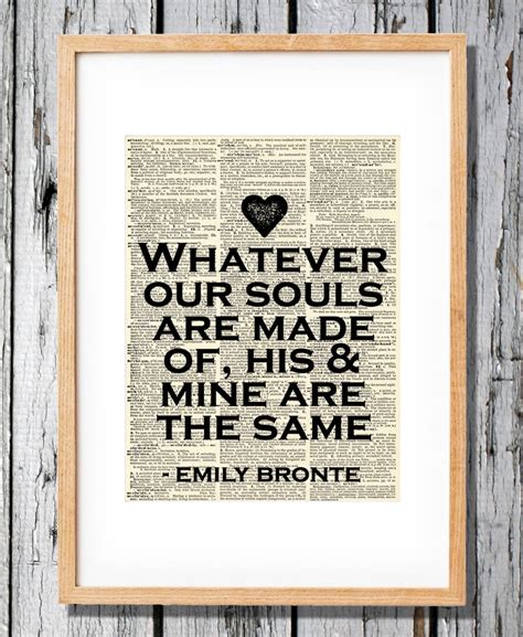 Emily Bronte Wuthering Heights Quote Art Print On Vintage