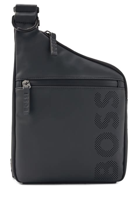 Bolsa Reporter Boss Em Couro Sintético Com Logo Perfurado Hugo Boss