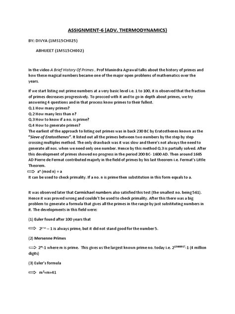 Assignment 6 Adv Thermo 002 025 Pdf Prime Number Numbers