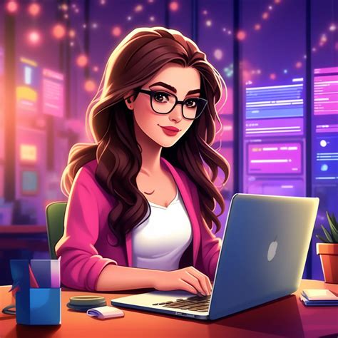 Draw A Girl Coding With Laptop In Animated Style By 신유현 Playground