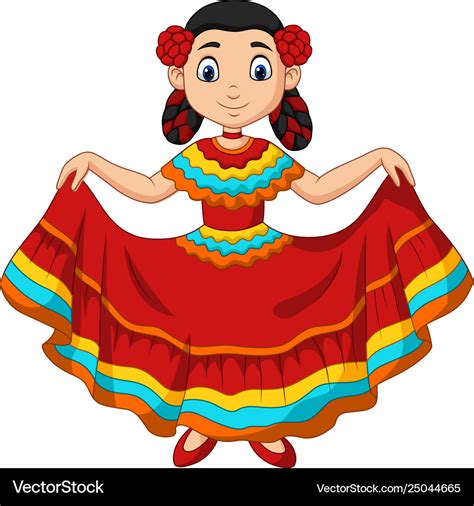 Cartoon Girl Dancing Cinco De Mayo Celebration Vector Image