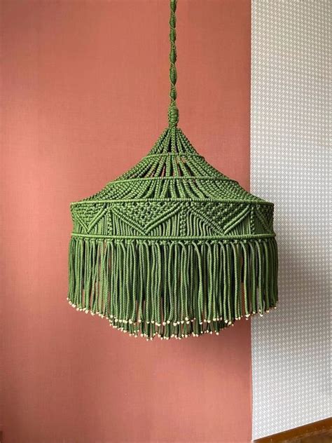 Абажур светильник макраме с бусинами в интернет магазине на Ярмарке Мастеров Потолочные и