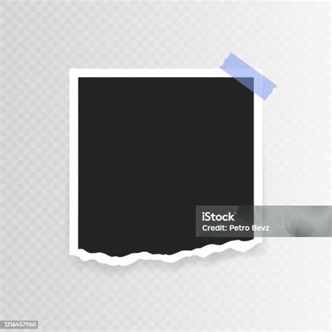 벡터 사진 프레임 모형 디자인입니다 투명 한 배경에 격리 된 스티커 테이프에 찢어진 된 종이사진 프레임 벡터 일러스트레이션 0