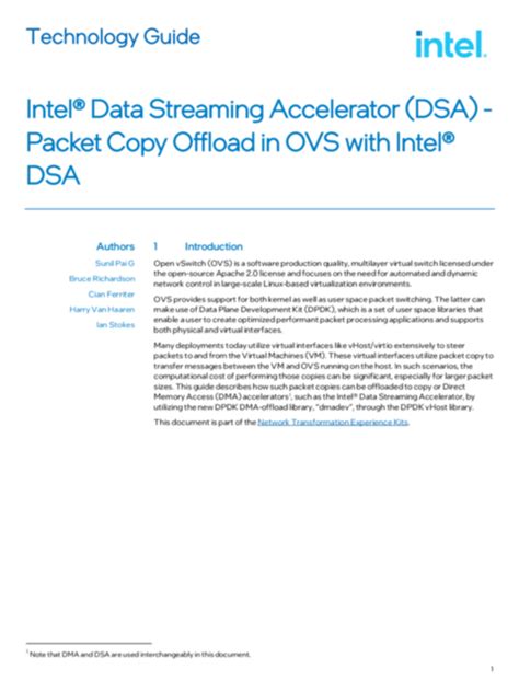 Intel® Data Streaming Accelerator Dsa Packet Copy Offload In Ovs