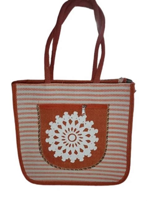 Jute Brown And White 15Kg Loop Handle Shopping Bag 12x12x5 Inch At Rs