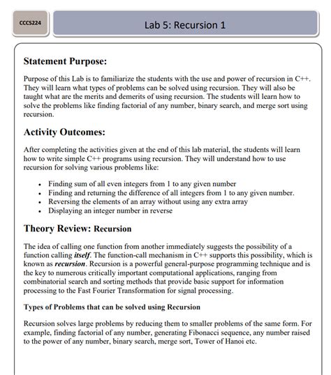 solved cccs224 lab 5 recursion 1 statement purpose purpose