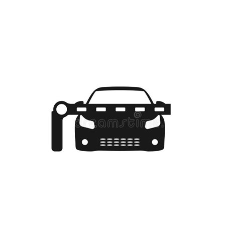 Black Car Behind The Barrier Vector Car Parking Icon Paid Parking