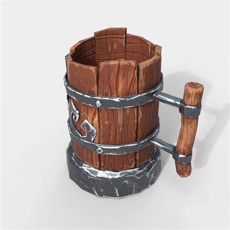 3d Model Low Ploy Stylized Wooden Mug Vr Ar Low Poly Cgtrader