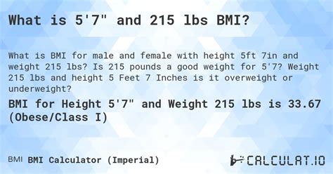 What Is 5ft 7in And 215 Lbs Bmi Calculatio