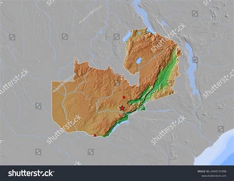 잠비아 지도 수도 및 주요 도시의 스톡 일러스트 2044731998 Shutterstock